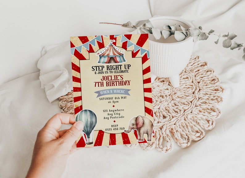 Editable Circus Party Template Invitation - Circus Party Invite - Corjl ...