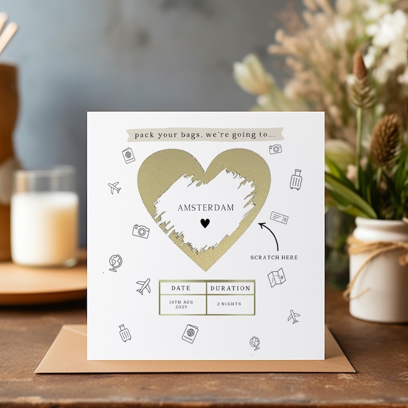 Personalised Holiday Reveal Card – Scratch off Travel Surprise – Custom ...