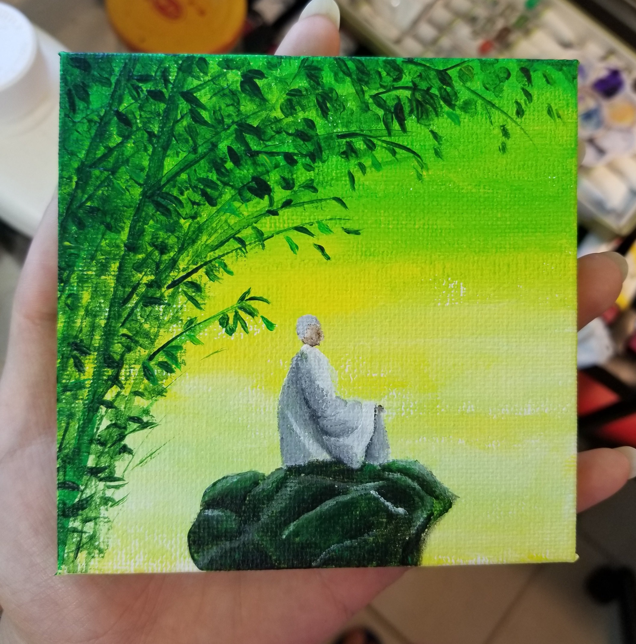 Zen - Acrylic Mini Painting With Easel - Etsy