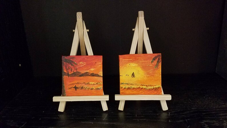 Sunset Mini Paintings Set of Two With Frames or Easels - Etsy