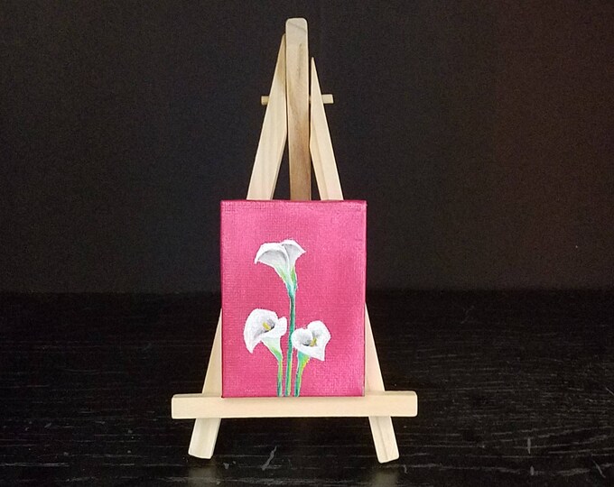 Calla Lilies Mini Oil Painting With Easel - Etsy
