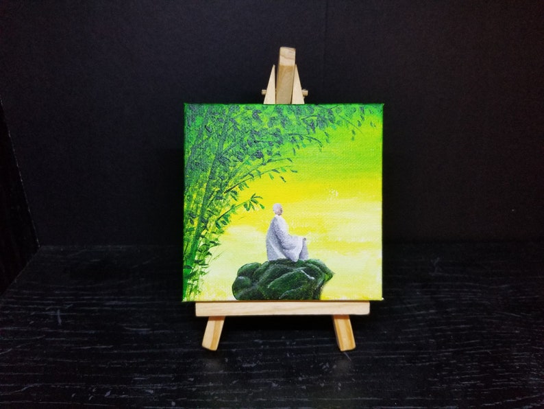 Zen Acrylic Mini Painting With Easel - Etsy