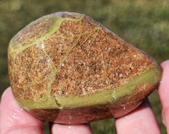 Banded Unakite Jasper, Epidote Veins, K-feldspar, Quartz, Precambrian ...