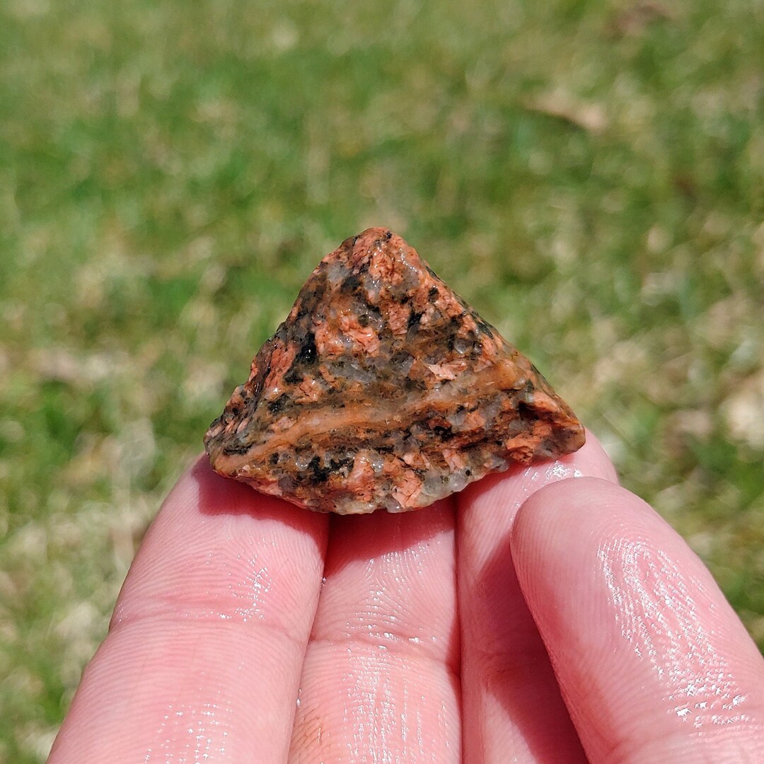 Small Triangular Unakite Granite Crystal Mineral, Orthoclase Feldspar ...