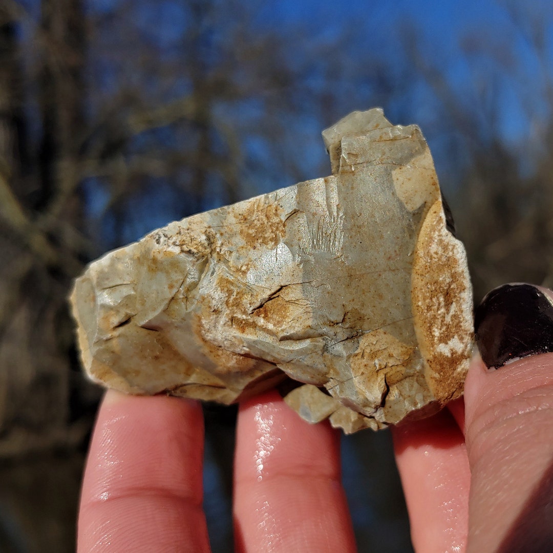 Large Grey Chert Rock, Grey Flint, Covered With Oxidized Manganese ...