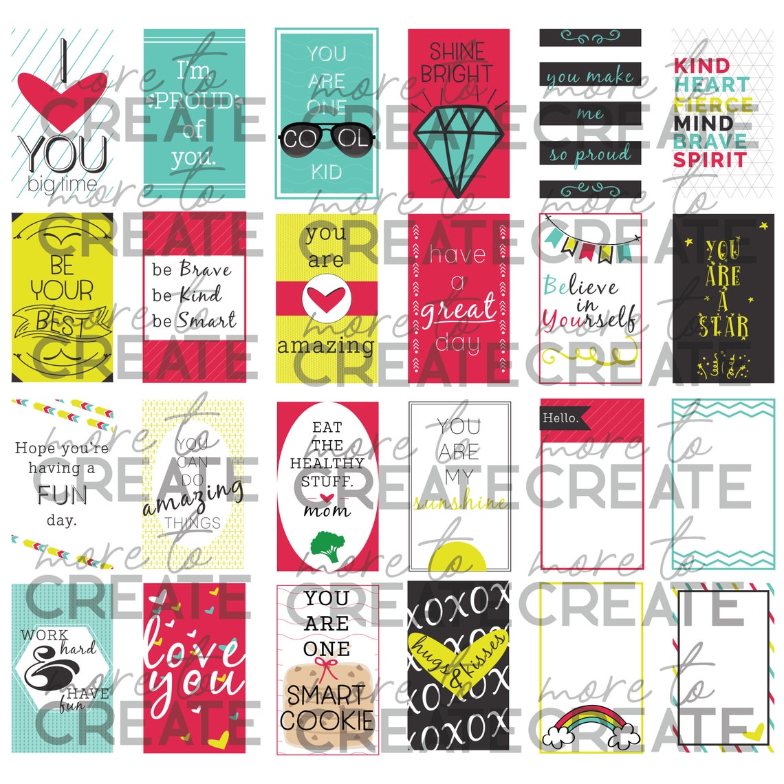 24 Printable Lunch Box Love Notes - Etsy