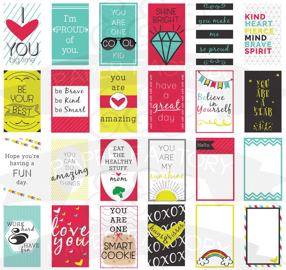 24 Printable Lunch Box Love Notes - Etsy