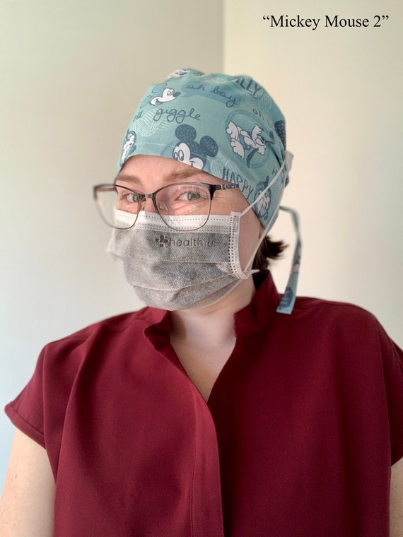 DISNEY SCRUB Cap Surgical Hat Tie Style With Buttons for Or/er | Etsy