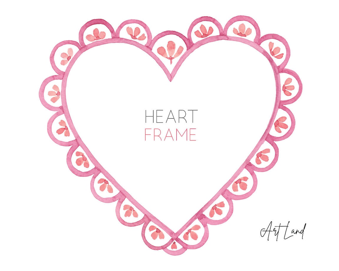 Watercolor Red Heart Frame, Watercolor Love Border, Heart Frame Clip ...