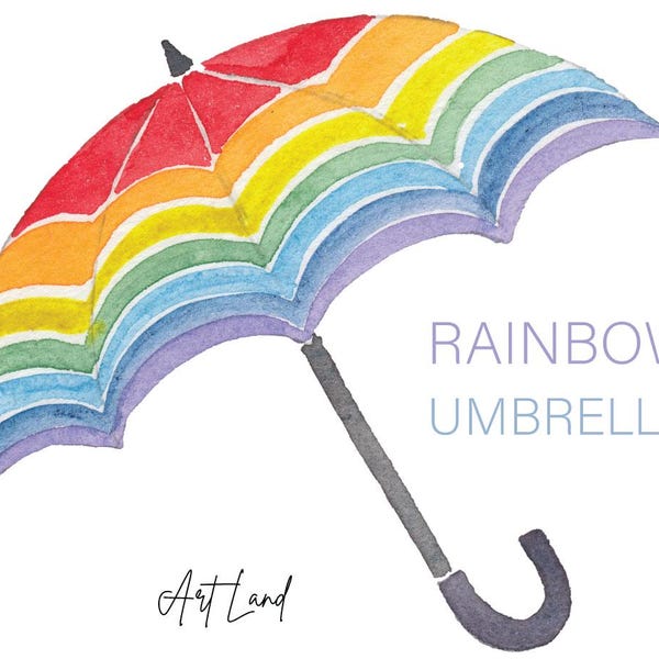 Rainbow Umbrella - Etsy