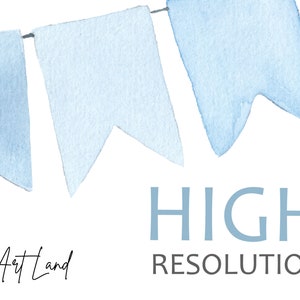 Watercolor Bunting Clipart, Watercolor Banners, Birthday Banner Clipart ...