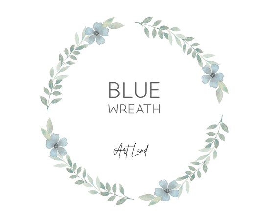 Blue Flowers Wreath Clip Art Floral Frame Floral Wreath - Etsy