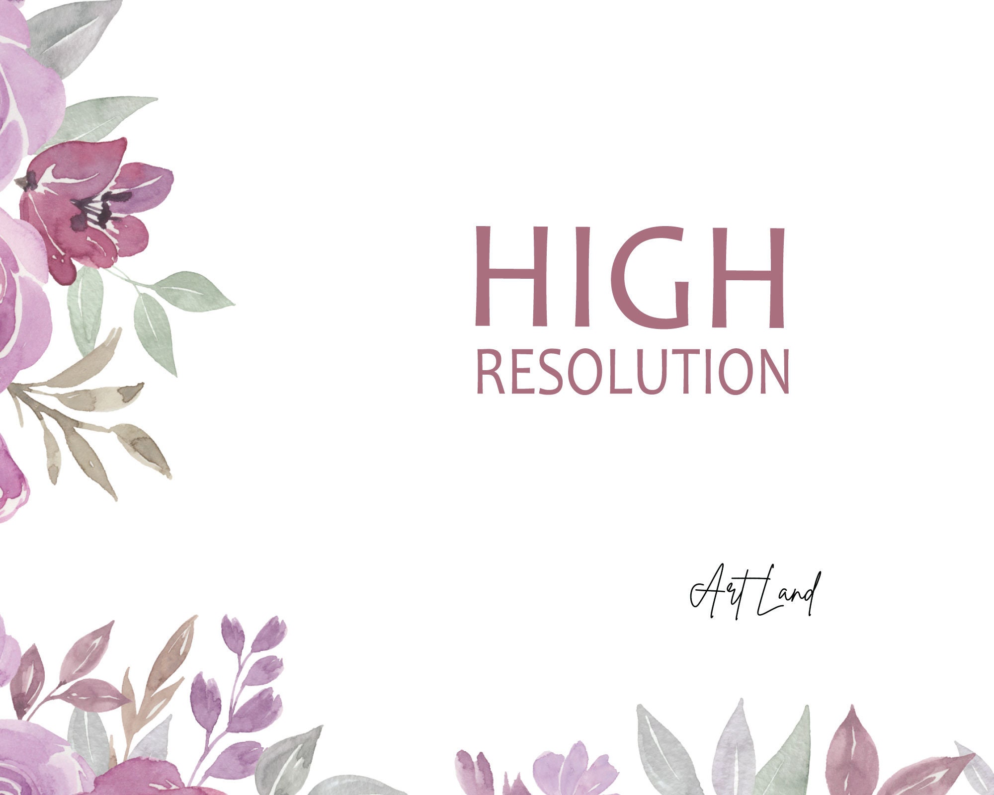 Watercolor Mauve Roses Frames Clipart Set – 14 Hand-painted Floral ...