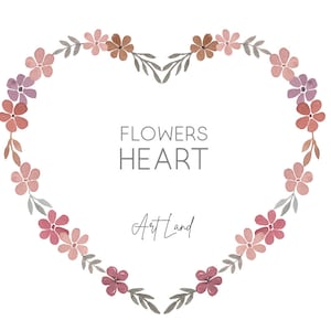 Watercolor Boho Red & Pink Floral Heart Frame Clipart – 1 Hand-painted ...