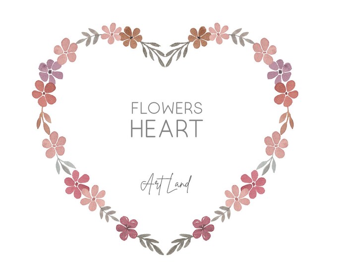 Boho Floral Heart Frame Clip Art Boho Floral Frame Floral - Etsy