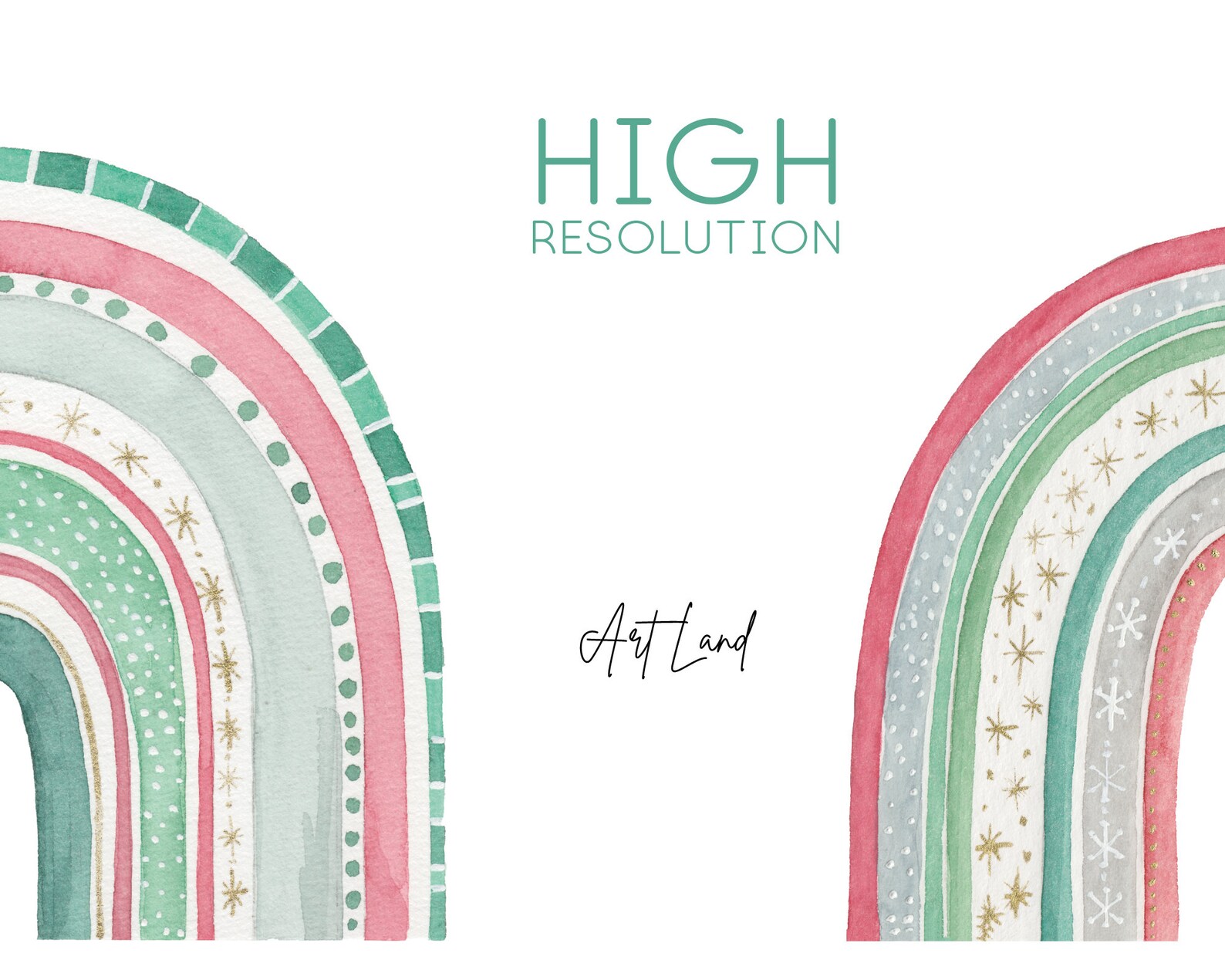 Christmas Rainbow Clip Art Hand Painted Festive Rainbow - Etsy