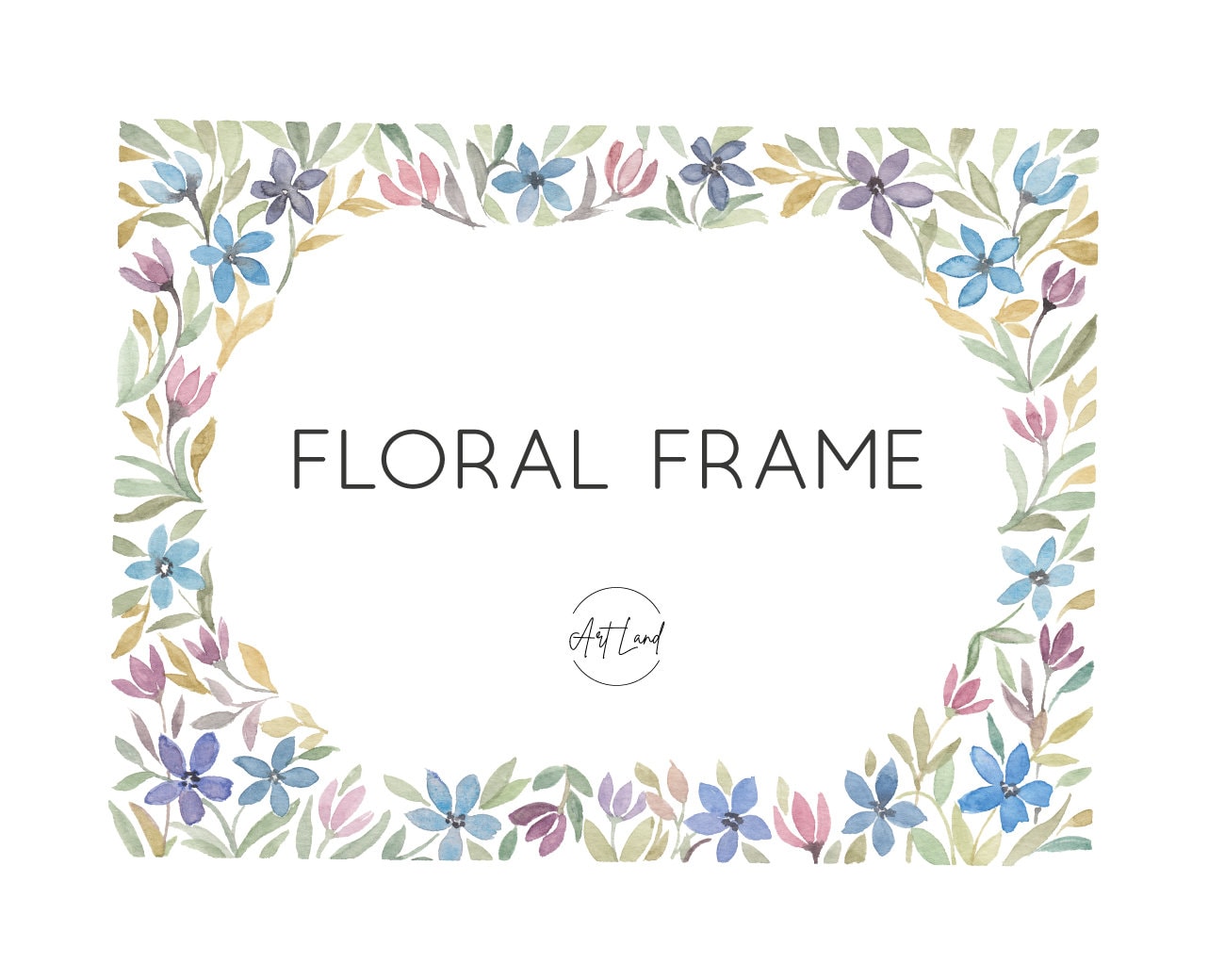 Floral Frame Clip Art Floral Frame Floral Green Blue Purple | Etsy
