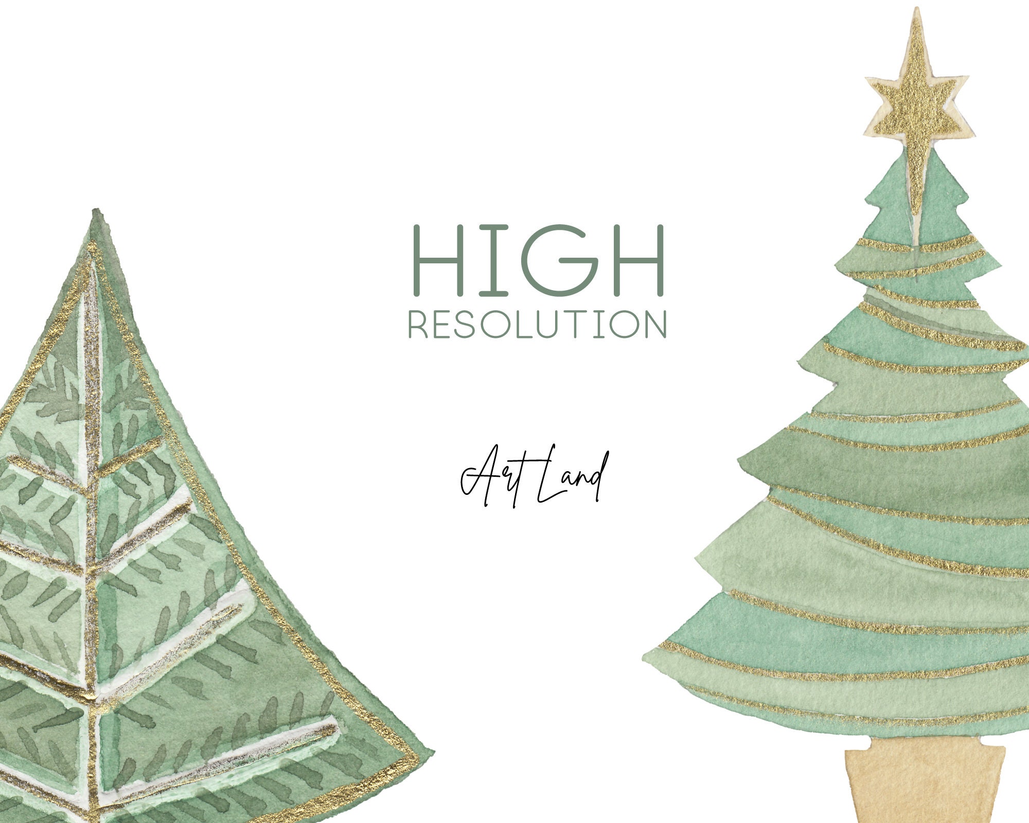 Watercolor Christmas Tree Clipart Christmas Tree Clipart - Etsy