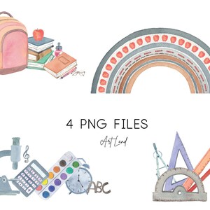 Watercolor School Clipart, Back to School Clipart, School Clipart PNG ...