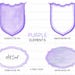Watercolor Purple Crests and Borders Clipart: 4 Hand-painted Elements ...