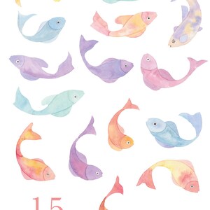 Watercolor Fish Clipart Set – 15 Hand-painted Sea Life Pngs for DIY ...
