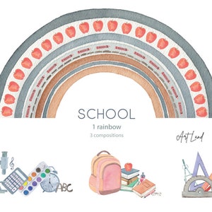 Watercolor School Clipart, Back to School Clipart, School Clipart PNG ...
