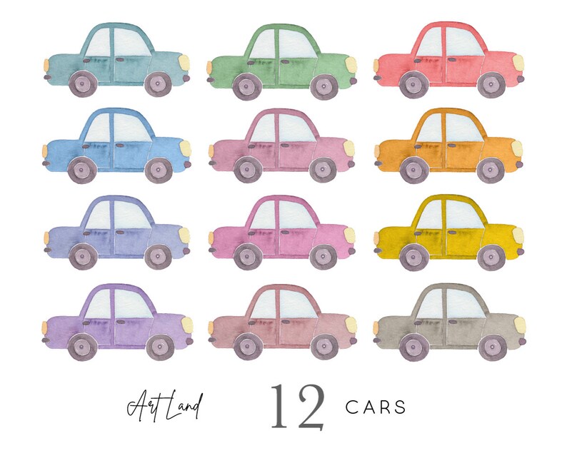 Watercolor Car Clip Art Hand Painted Cars Watercolour - Etsy