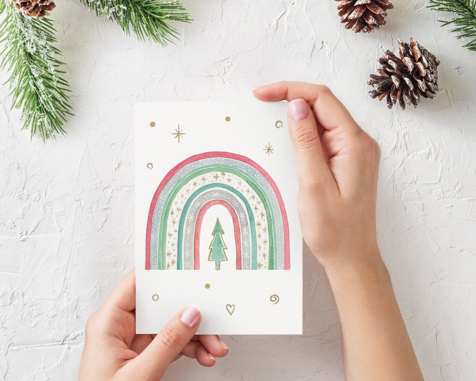 Christmas Rainbow Clip Art Hand Painted Festive Rainbow | Etsy