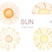 Watercolor Sun Clipart Hand Painted Watercolour Digital Sun - Etsy
