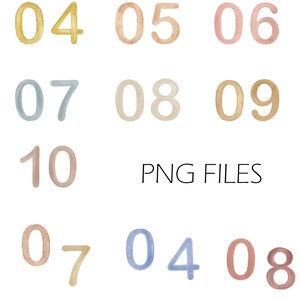 Watercolor Numerals, Boho Numerals Clipart, Clip Art Party Invitation ...