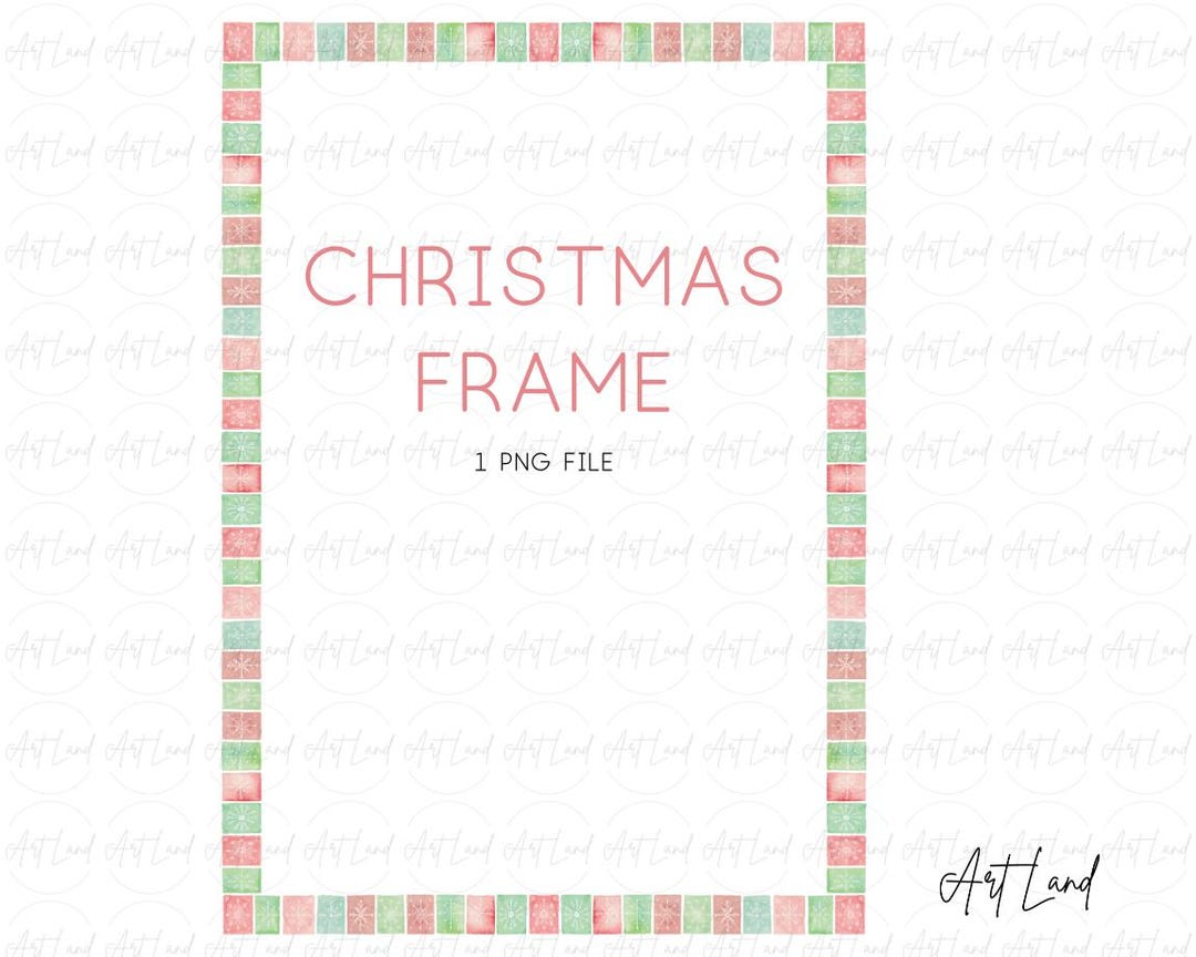 Watercolor Gift Box Frame Clipart: Hand-painted Christmas Border (PNG ...