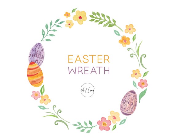 Watercolor Easter Clipart Spring Wreath Easter Wreath | Etsy
