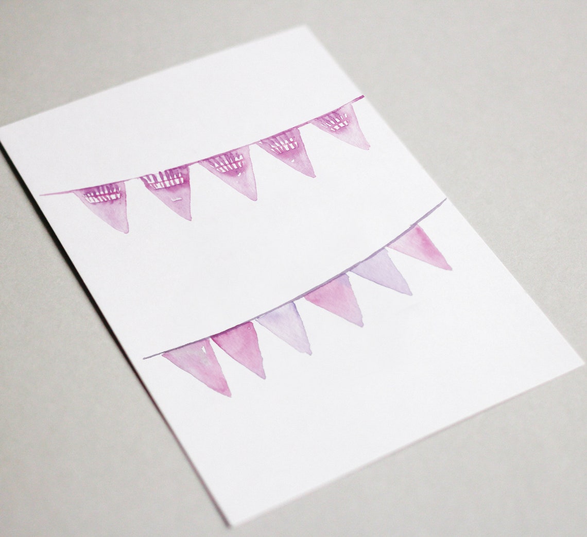 Bunting Flag Watercolor Clip Art Elements Pink Banner Pink - Etsy
