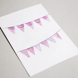 Bunting Flag Watercolor Clip Art Elements, Pink Banner, Pink Bunting ...