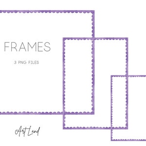 Watercolor Purple Frame Clipart Set – 3 Hand-painted Borders (PNG ...