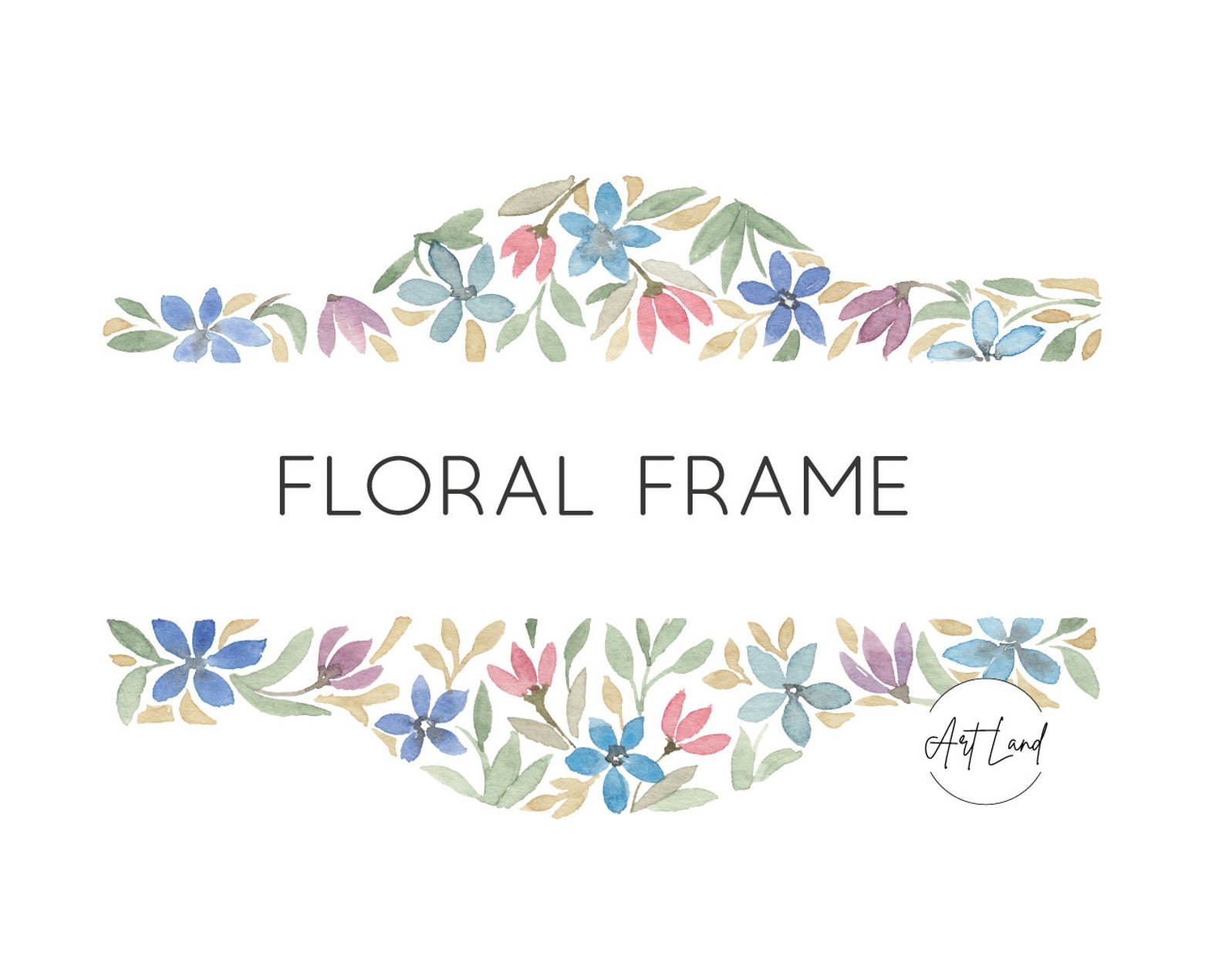 Floral Frame Clip Art Floral Frame Floral Green Blue Purple | Etsy