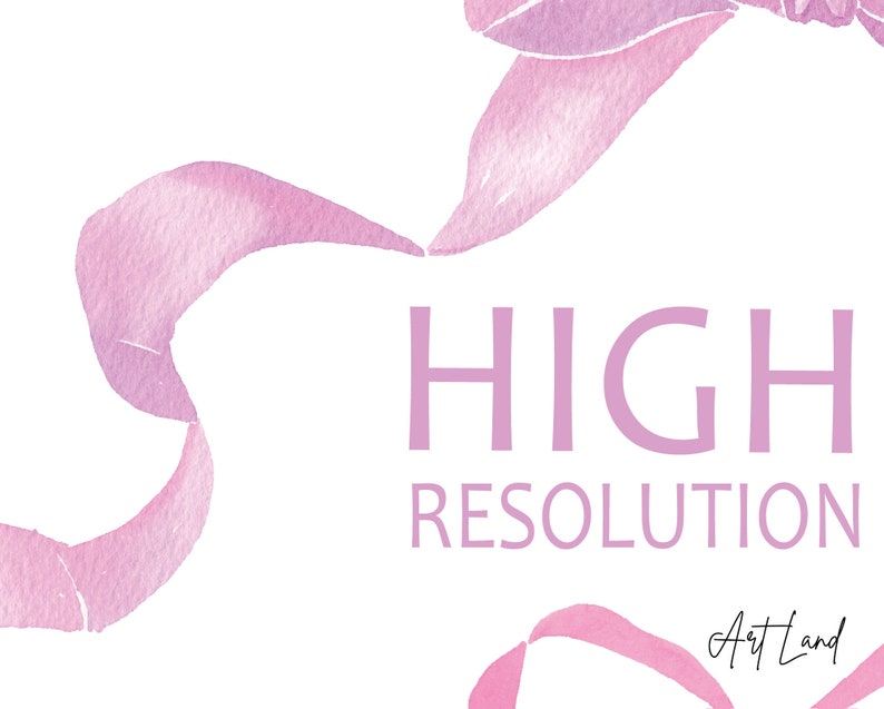 Watercolor Pink Bows Clipart Watercolor Clip Art Files Hand - Etsy