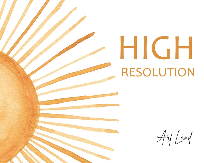 Watercolor Sun Clipart Hand Painted Watercolour Digital Sun - Etsy