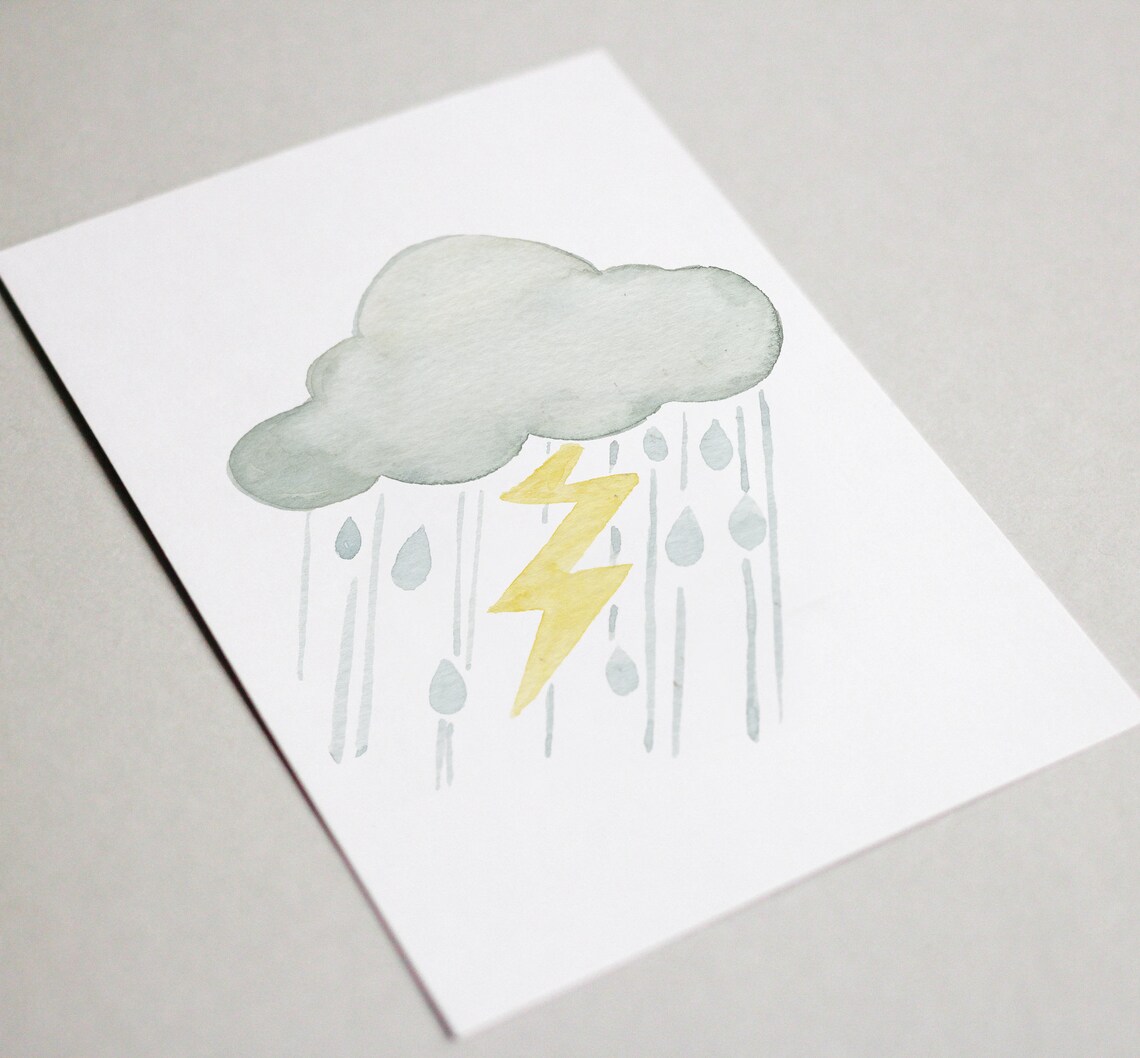 Watercolor Weather Clip Art Rainbow Sun Moon Clouds Snow | Etsy