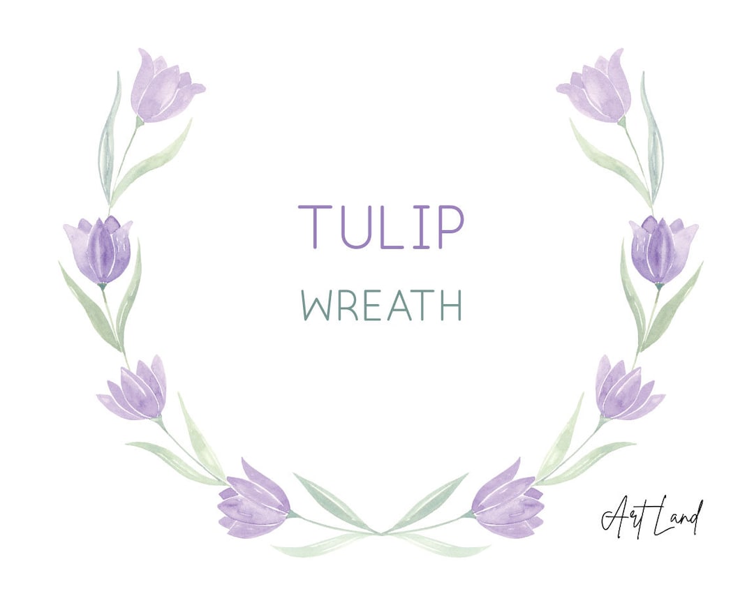 Tulip Floral Wreath, Watercolor Tulip Clipart, Easter Wreath, Hand ...