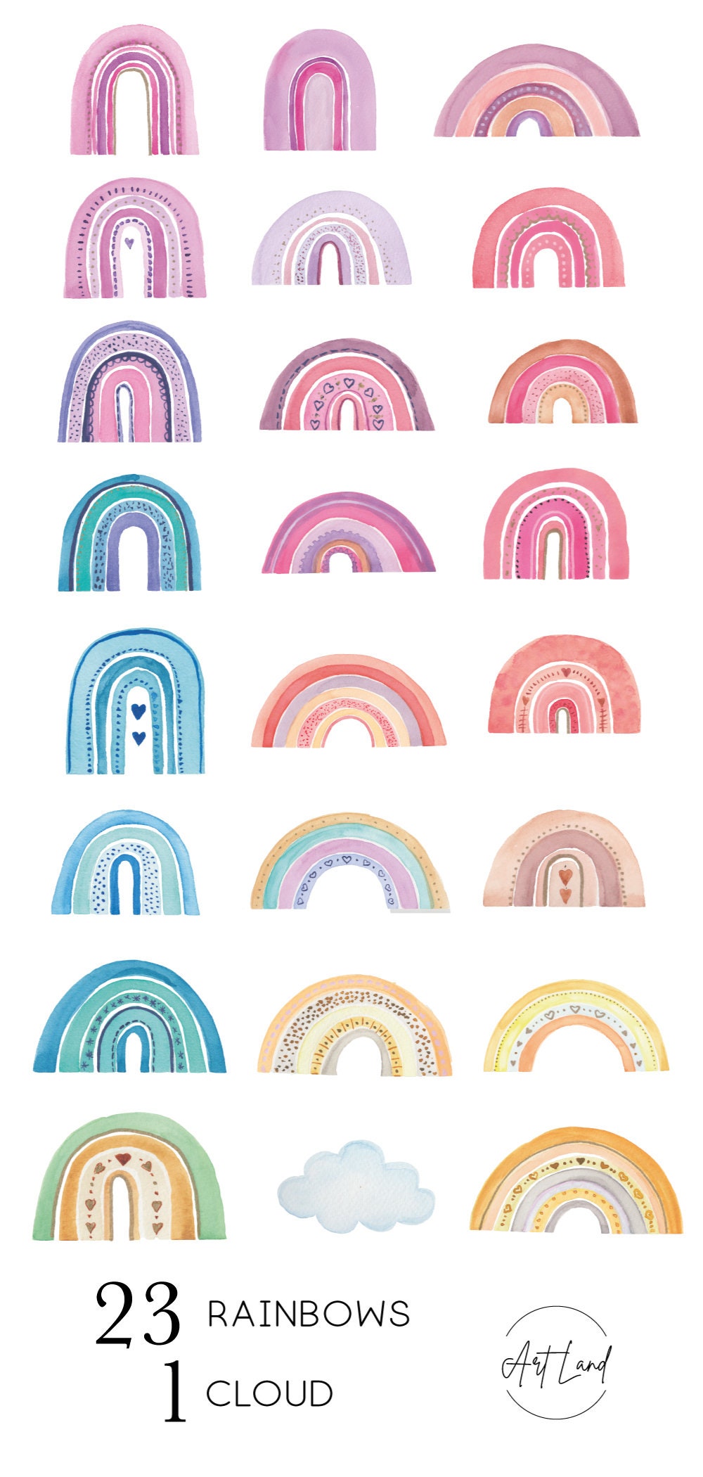 Watercolor Rainbow Clip Art Hand Painted Rainbow Watercolour - Etsy
