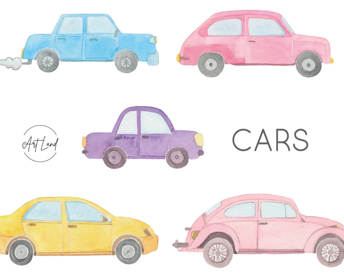 Watercolor Car Clip Art Hand Painted Cars Watercolour | Etsy