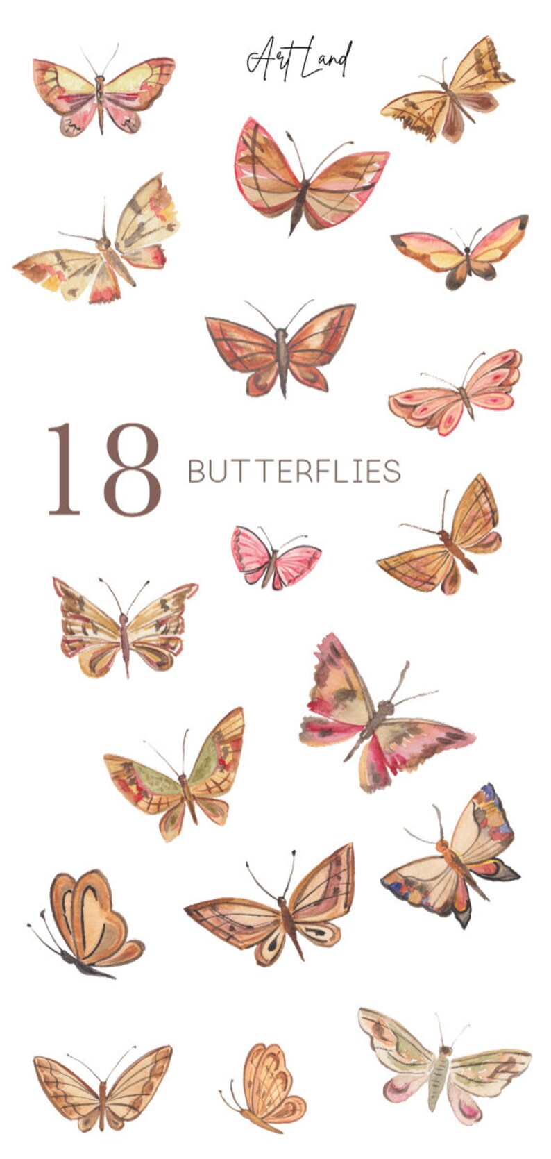Watercolor Butterflies Clip Art Set Hand Painted Butterfly - Etsy