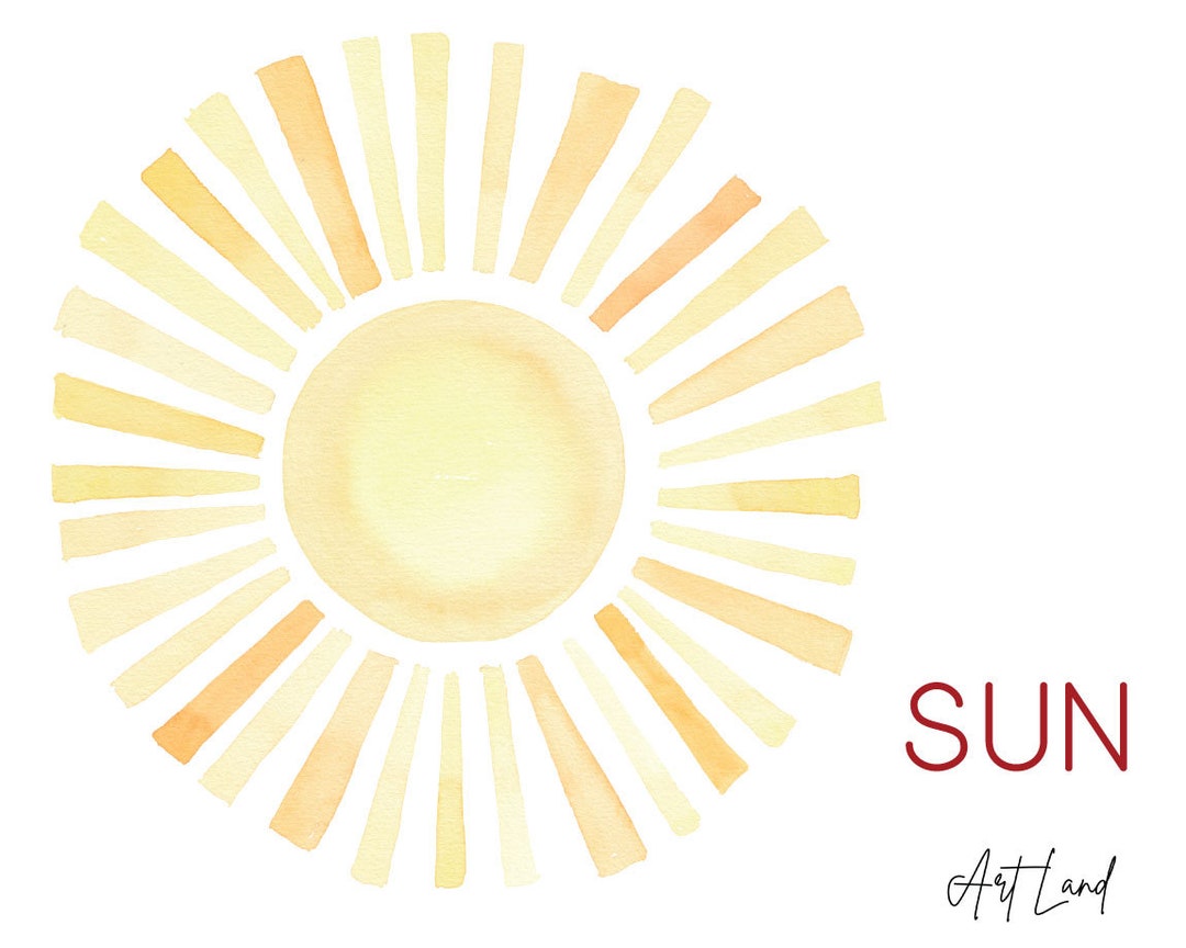 Watercolor Sun Clipart, Hand Painted Watercolour Digital Sun Clip Art ...