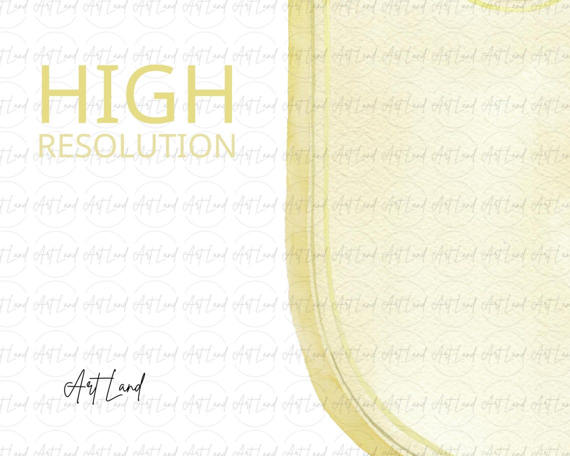 Watercolor Yellow Crests, Borders Clipart: 4 Hand-painted Shield ...