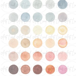 Watercolor Circles Clipart – 37 Hand-painted Watercolor Splash Icons ...