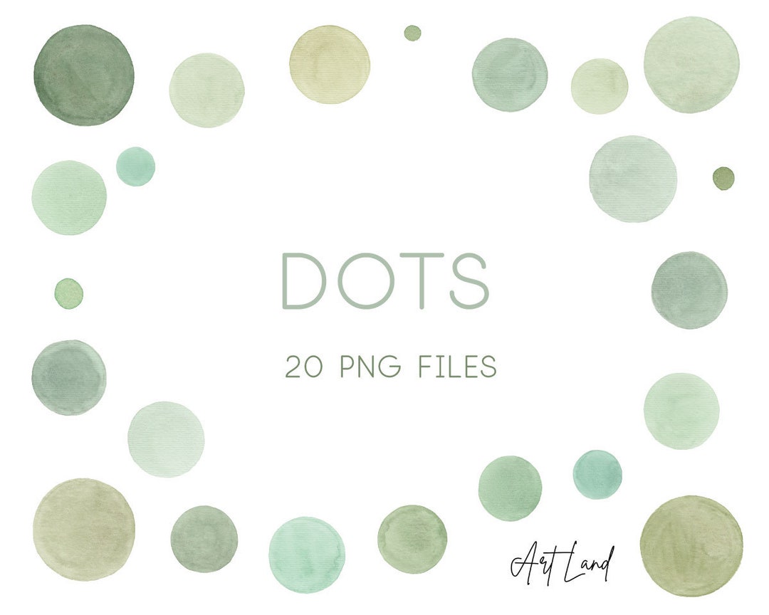 Watercolor Dots Clipart, Hand Painted, Moss Green Circles Clipart, Moss ...