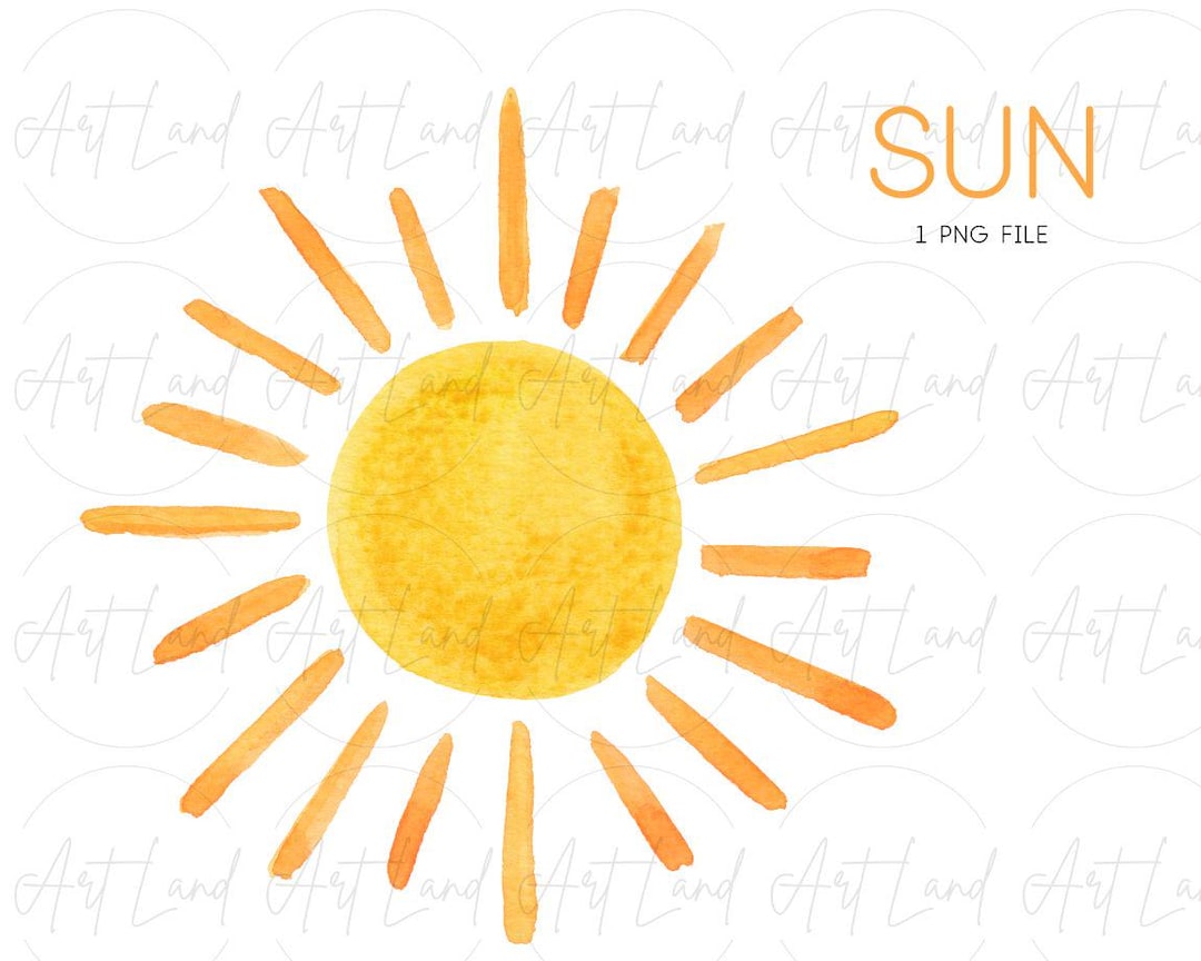 Watercolor Sun Clipart: Hand-painted Sunshine Illustration (digital ...