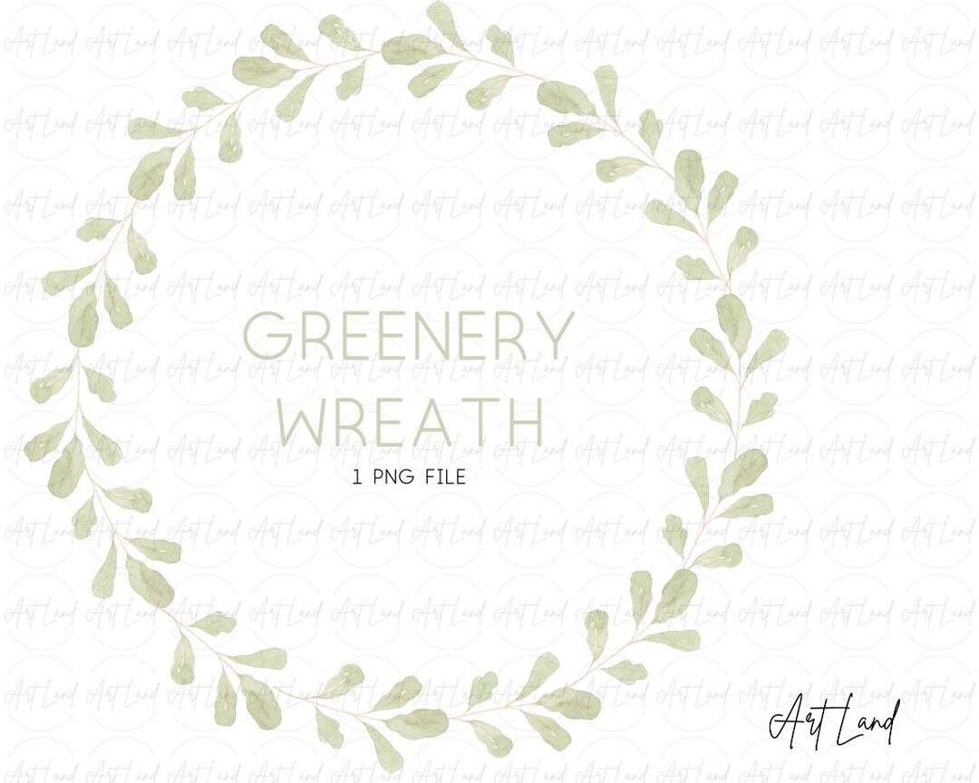 Watercolor Greenery Wreath PNG, Hand Painted Botanical Leaf Wreath ...