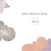 Cloud Star Moon Watercolor Clip Art Set, Hand Painted Clouds Stars ...